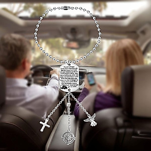 WSNANG Guardian Angel Car Pendant Trucker's Prayer Car Rear View Mirror Hanging Ornament Protection Gift Trucker Husband Gift (Trucker Prayer Car Charm)