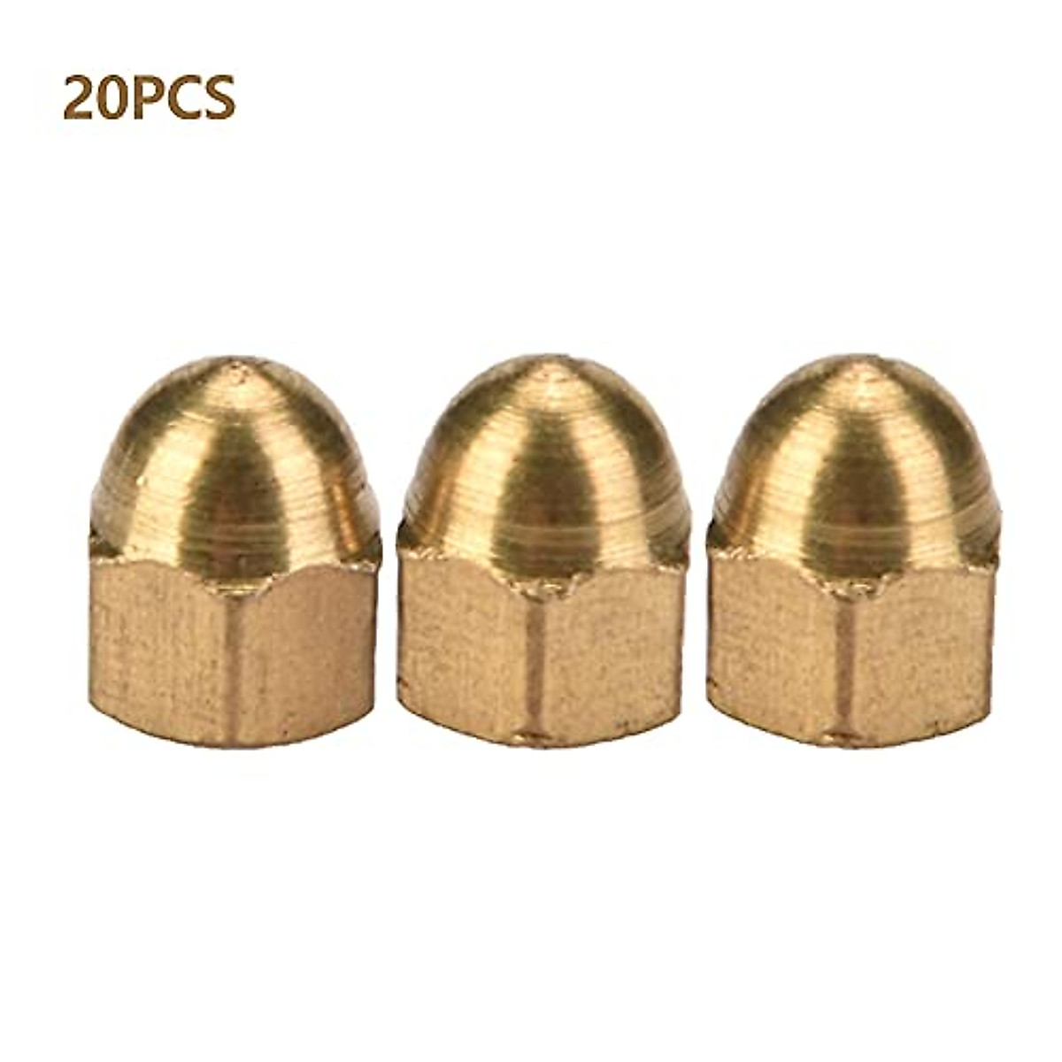 Brass Acorn Nut Kit Dome Brass Acorn Nuts, Silicone Caulking Tool Head Cap Hex Nuts Set Vehicle Fasteners (M3(20PCS))