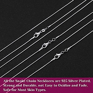 Paxcoo 30 Pack Bulk Necklace Chain Silver Plated Necklace Snake Chains for Jewelry Making, 1.2 mm (24 Inches)