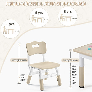 SwemDec Kids Table and 2 Chairs Set, Toddler Table and Chair Set with Graffiti Tabletop, Children Multi-Activity Table for Ages 3-8, Height-Adjustable Kids Study Table for Classroom/Daycare/Home