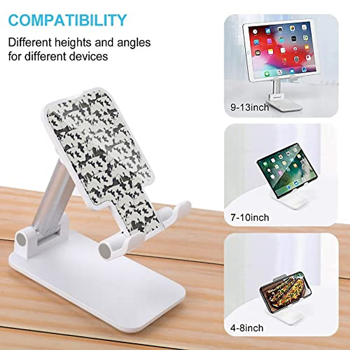 All Cows Pattern Cell Phone Stand Foldable Adjustable Cellphone Holder Desktop Dock Compatible with iPhone Switch Tablets (4-13")