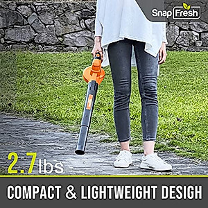 SnapFresh Leaf Blower - 20V Cordless Leaf Blower with 2.0Ah Battery & Charger, 130 MPH 140CFM Electric Leaf Blower for Lawn Care, Battery Powered Lightweight Leaf Blower for Yard Patio (Orange)