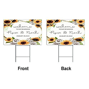 Autravelco Welcome to The Wedding of Yard Lawn Sign 12x18 Inch Modern Calligraphy Script Welcome to Our Forever Funny Lawn Sign for House Rent Party Decorations Props