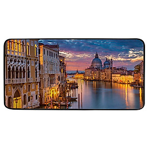 Kitchen Floor Mat Cityscape Image Decor Absorbent Comfort Standing Mat Soft Runner Rug for Hallway Entryway Bathroom Living Room Bedroom 39x20 inch