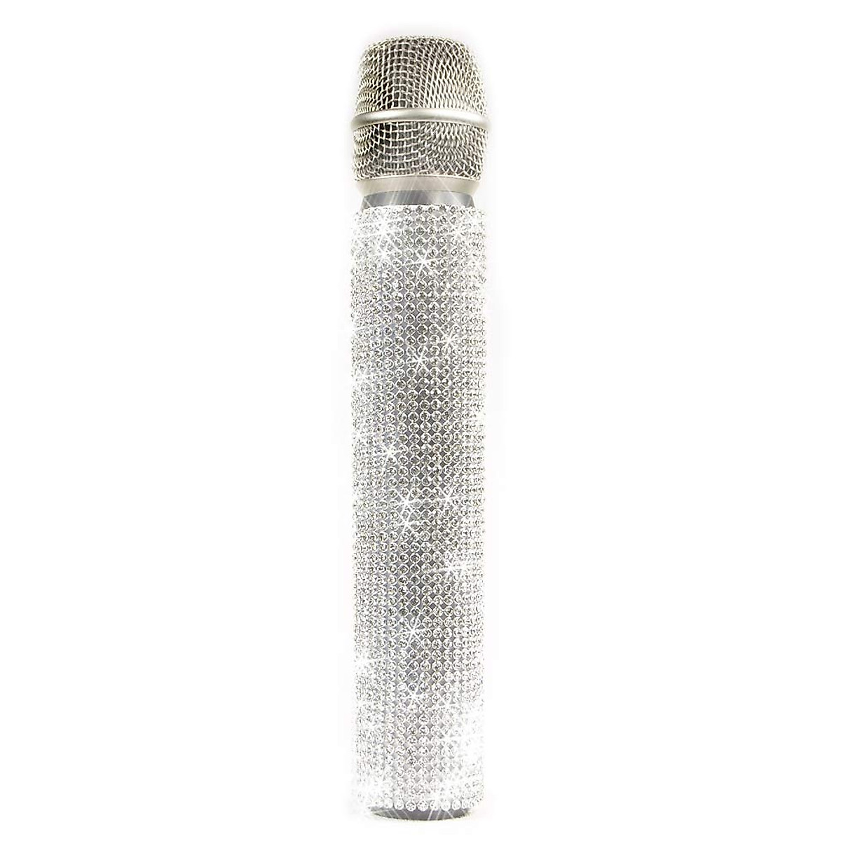 White Diamonds *AAA* Crystal Twist-On, Twist-Off Mic Sleeves. Compatible with Shure wireless mics and simular brands 7.5"x 2" No glues. Mic NOT included.
