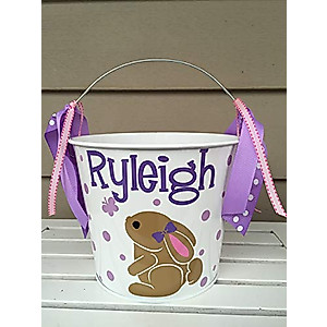 Personalized 5 quart Easter pail- girl bunny - Easter basket