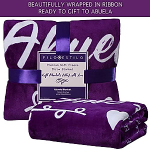 FILO ESTILO Mothers Day Gifts for Abuela in Spanish, Abuela Blanket, Feliz Dia de las Madres, Regalos para Abuela en Español for Birthday/Cumpleaños from Los Nietos, 60x50 Inches (Purple, Fleece)