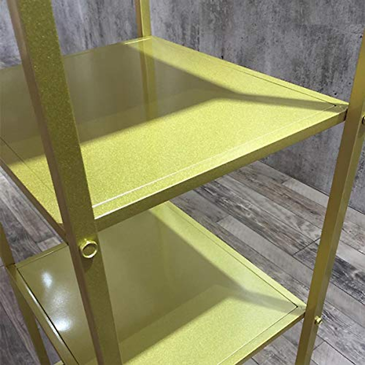 FURVOKIA Clothing Retail Heavy Duty Metal Display Rack,Floor-Standing Shoe Bag Plant Jewelry Shelves,Home Kitchen Bedroom Bathroom Office Storage Shelf (Gold Square Tube, 5-Tier)