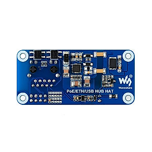 waveshare PoE Ethernet/USB HUB HAT Expansion Board for Raspberry Pi Zero/Zero 2 W/W/WH, with 1 RJ45 10/100M Ethernet Port, 3 USB Ports Compatible with USB2.0/1.1,802.3af-Compliant