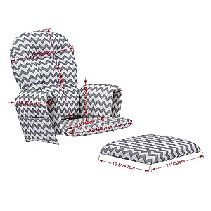 Rejoice Home Atoll Glider Rocking Chair Replacement Cushion Set - Grey Chevron One Size