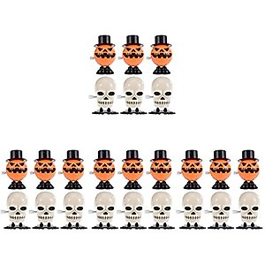 TOYANDONA 24pcs Small Gift Goodie Pumpkin Kids, Up Wind- Goodies Wind Walking Head Stuffers Toys Fillers Clockwork and Jumping Jack Party Favors Funny Halloween Toy Novelty Supplies Bag