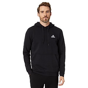 adidas Men's Essentials Fleece Hoodie, Black/White, Small