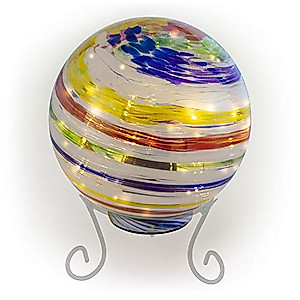 Alpine Corporation HGY310A-TM Gazing Globe with LED Lights, 10 Inch Tall, Multi-Color