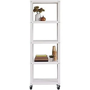 Hirsh SOHO 72" High 5 Shelf Open Rolling Metal Bookcase in White