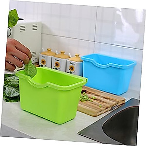 CHILDWEET Multifunctional Green Plastic Hanging Trash Can Space Saving Wastebasket for Deskside Bathroom Kitchen and Recycling Foldable Waste Bin Container
