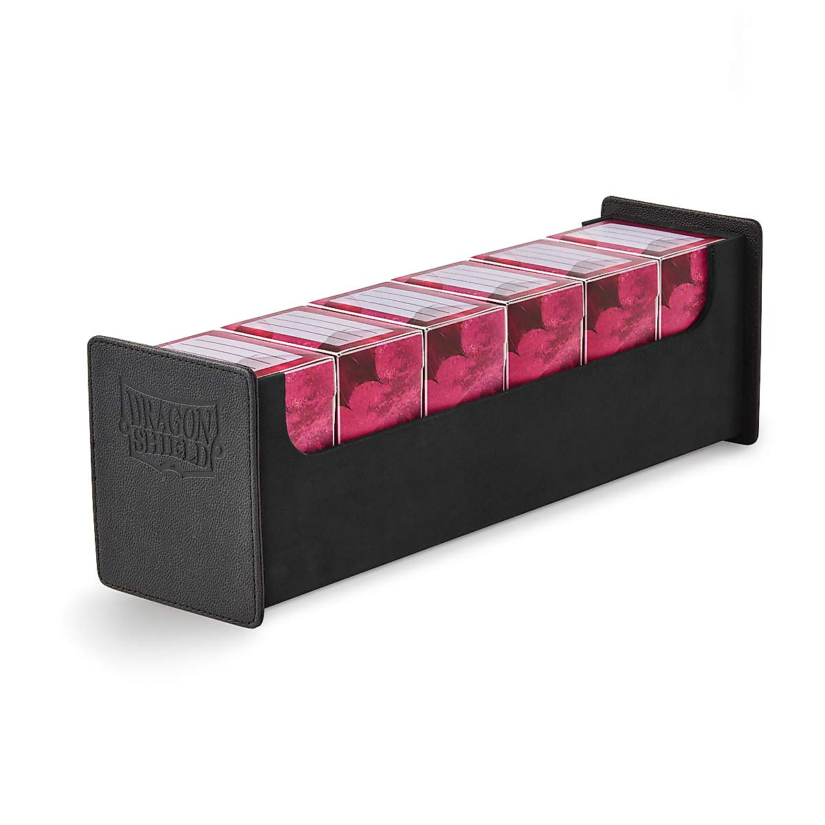 Dragon Shield Magic Carpet 500+ Black & Black Durable Magnetic Leather Deck Box Storage Case Protector