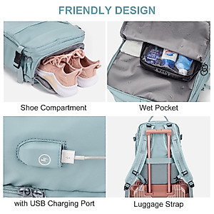 Laptop Backpack for Women, Travel Backpack with with Shoes Compartment & Wet Pocket, School Backpack fit 15.6 Inch Laptop