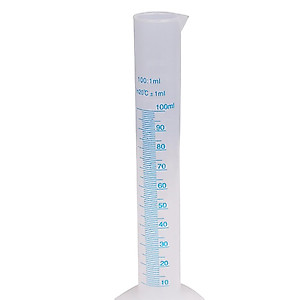 2 Pcs 100ml Plastic Measuring Cylinders Clear Graduated Cylinders Science Measuring Test Tubes Liquid Measuring Tools with Blue Graduation Lines