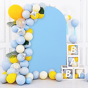 PATYDEST Wedding Arch Backdrop Stand Cover 6ft Arch Covers Baby Blue Spandex Stretch Arched Backdrop for Frame Chiara Backdrop Arch Covers 2-Sided Bridal Balloon Arch Wall Backdrop for Prom Decor