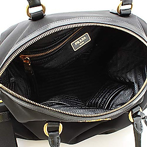 Prada Womens Two Way Black Tessuto Nylon Tote Crossbody Calf Leather Trim 1BC060