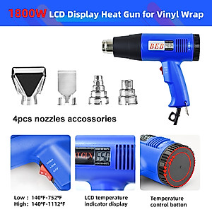 Zanch Vinyl Wrap Tool Kit,Complete Tools for Automotive Vinyl Wrap Film Installation - Deluxe 45pcs Includes Blue Heat Gun