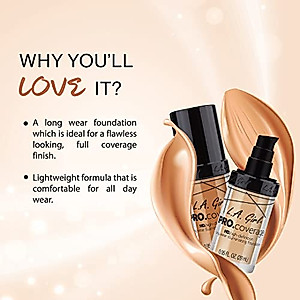 L.A. Girl Pro Coverage Liquid Foundation, White, 0.95 Fl Oz