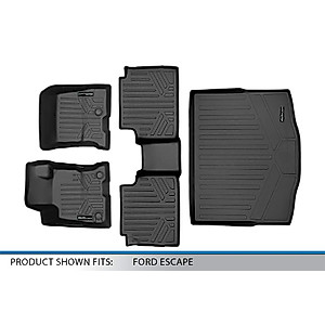 SMARTLINER Custom Floor Mats and Cargo Liner Behind 2nd Row Black Compatible with 2020-2023 Ford Escape (Hybrid Models Only)