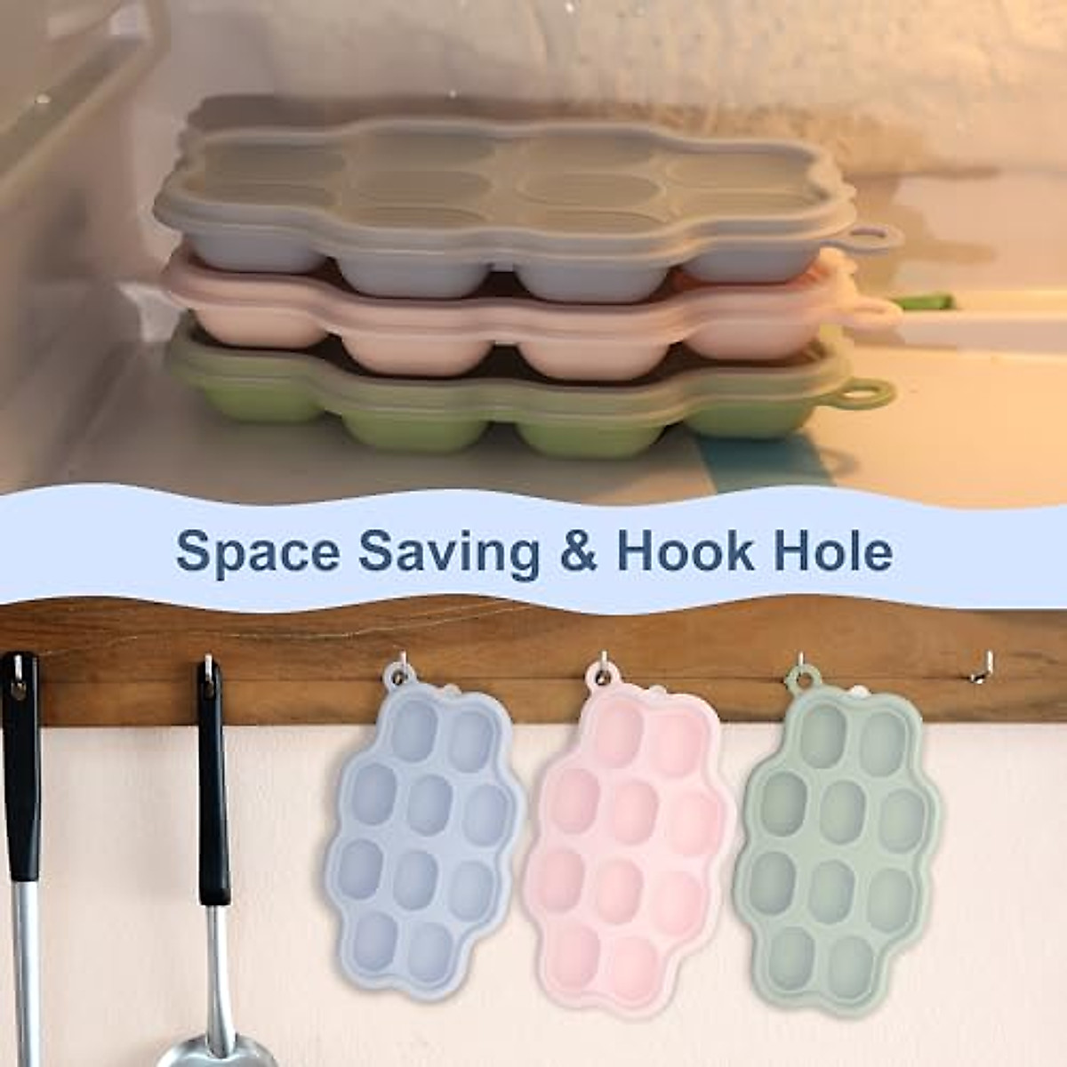 Baby Breastmilk Popsicle Molds (3 Pack), Kingkam Silicone Nibble Freezer Tray, Baby Fruit Food Feeder Teether Tray, Breast Milk Teether Pop Maker for Homemade Baby Food