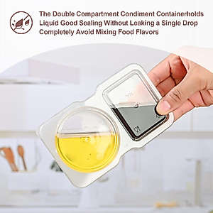 RXRRXR 10PCS Double Compartment Condiment Container Reusable Snack Container 2 Compartments With Lids Snack Pack Container Sauce Containers Condiment Containers With Used For Take-out Condiments