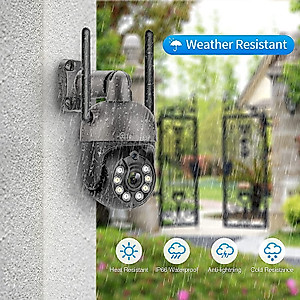 Techage PT815G, Plug-in, Pan Tilt Security Camera Outdoor, Auto Tracking, 3MP, 360° View, WiFi, 2 Way Audio, Color Night Vision with Floodlights, IP66 Waterproof, SD Card/Cloud Storage, Grey