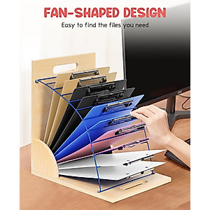 Gamenote Clipboard Holder - Wood and Metal Clipboard Stand Clipboards Storage Rack Small White Board Organizer for Classroom Office (Assembly Required)