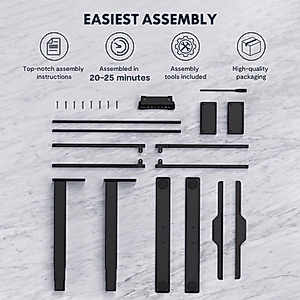 SANODESK Dual Motor 3 Stage Electric Adjustable Standing Desk Frame Heavy Duty 275lbs Load Capacity for Home Office (Black Frame Only)