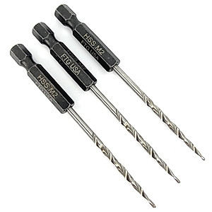 FTG USA Tapered Countersink Drill Bit Set 3 Pc #4 (7/64") Tapered Drill Bit Replacement, Countersink Bit Same Size for Wood Countersink Drill Bits