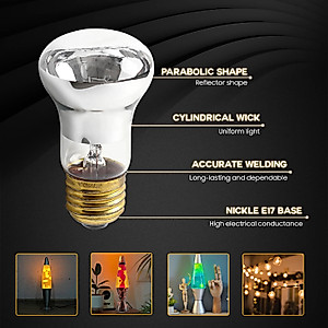 Seentech R39 E17 25 Watt 120V Reflector Incandescent Replacement Bulb Adjustable Warm White Light - Lava Lamp Replacement Bulb, Suitable for Lava lamp, Glitter Lamps (Pack 4)