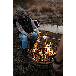 Gas One 22 in Outdoor– Wood Burning Fire Pit with Mesh Lid and Fire Picker – Durable Alloy Steel Fire Pits for Outside – Small Fire Pit for Backyard, Porch, Deck, Camping, BBQ