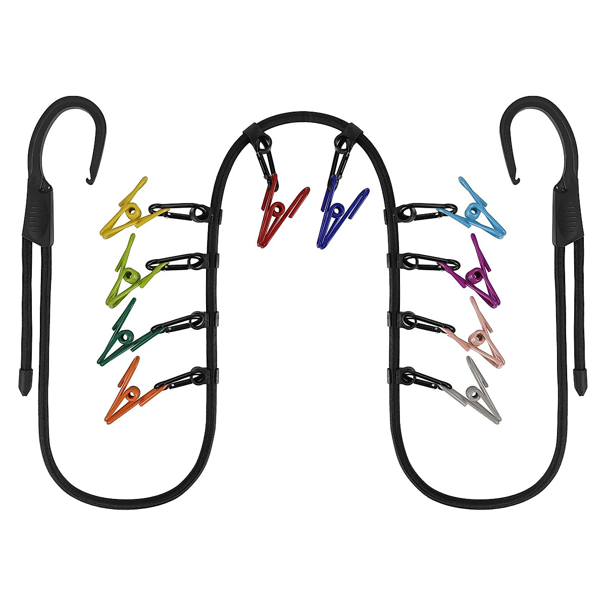 Retractable Car Carrying Camping Drying Portable Clothesline, 10 Clothespins, Home Use Hole-Free Clothesline for Traveling, Car Carrying, Outdoor Camping