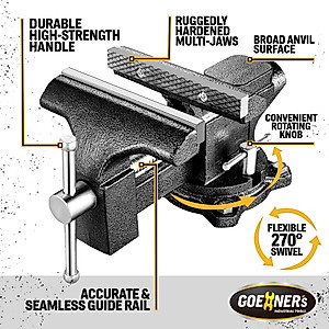 6-Inch Bench Vise Heavy duty Vice for Workbench, Utility Combination Pipe Table Vise Forged Steel Construction and Swivel Base