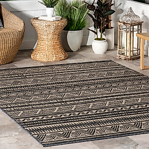 nuLOOM Maia Striped Tribal Indoor/Outdoor Area Rug, 8x10, Grey