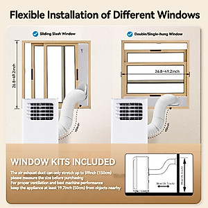 Aoxun 9700BTU Portable Air Conditioner Cools up to 300 Sq.ft, 4-IN-1 Portable AC Unit with Cooling, Dehumidifier, Fan, 24H Timer (Window Venting Kit Included)