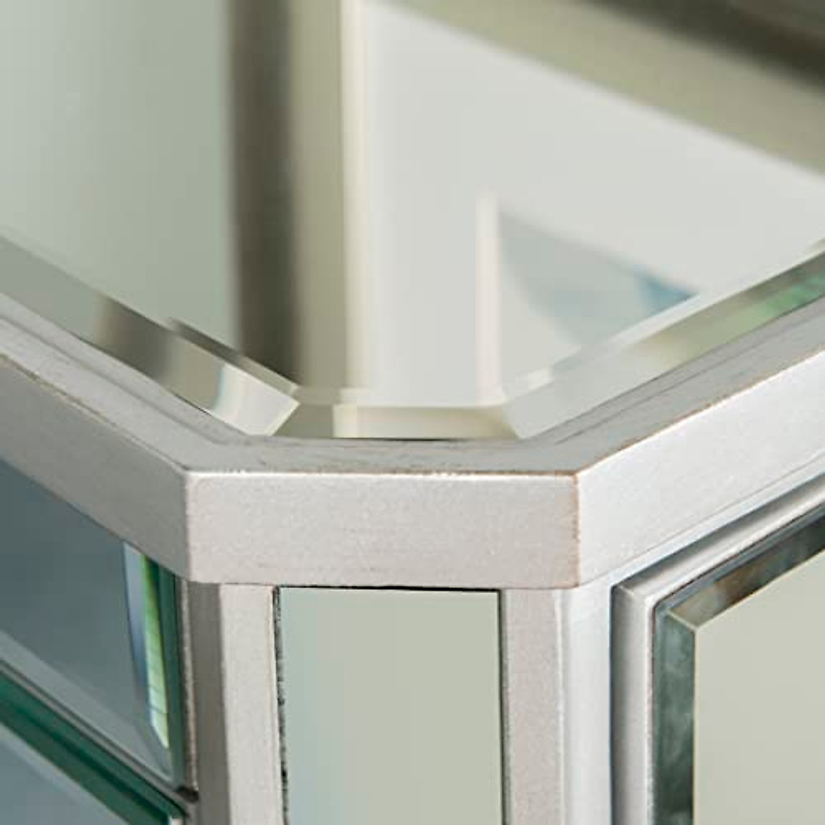 Powell Jewelry Armoire Wood, Silver Mirrored