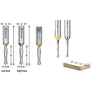 Amana Tool 317003 Solid Carbide Dowel Drill Boring Bit L/H 3mm D x 70mm Long x 10x25mm SHK
