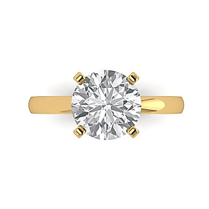Clara Pucci 3 Ct Brilliant Round Cut Clear Simulated Diamond 14K Yellow Gold Solitaire Engagement Promise Bridal Anniversary Ring Size 10