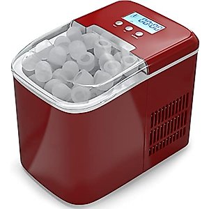 ARLIME Portable Ice Maker Machine, 26Lbs/24H Self-Cleaning Ice Maker, 9 Cubes S/L Ready in 6 Mins, Small Cube Maker with Scoop and Basket, for Home, Kitchen, Office, Bar, RV (Red)