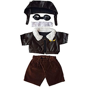 Pilot Outfit with Goggles Teddy Bear Clothes Fits Most 14" - 18" Build-a-bear and Make Your Own Stuffed Animals