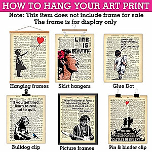 Banksy Wall Art Set - Motivational Graffiti Street Art Positive Inspirational Quotes Encouraging Poster for Living Room Teens Bedroom Home Office Decor - Unframed 8 x 10 Dictionary Prints