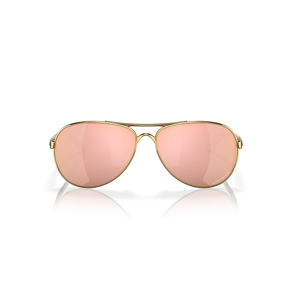 Oakley Women's OO4079 Feedback Aviator Sunglasses, Polished Gold/Prizm Rose Gold Polarized, 59 mm
