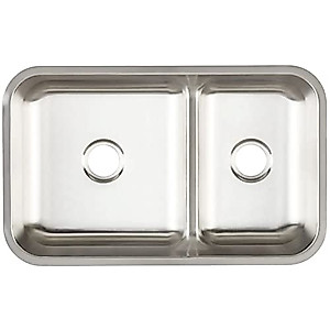 Signature Hardware 948495 Cypress 34" Undermount 60/40 Double Basin Stainless Steel Kitchen Sink
