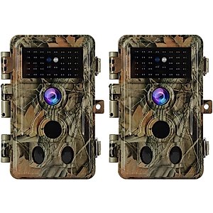 2-Pack 48MP 1296P Trail Cameras Night Vision No Glow H.264 Video Motion Activated 0.1S Trigger Time Waterproof for Outdoor Wildlife Hunting and Home Security Surveillance
