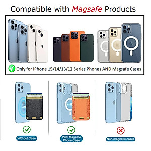 Tahamus Hold 1 to 7 Cards, Strong Magnetic Wallet Leather Card Holder for iPhone 14 13 12 Series, Compatible with Magsafe Wallet And Cases, (Black)