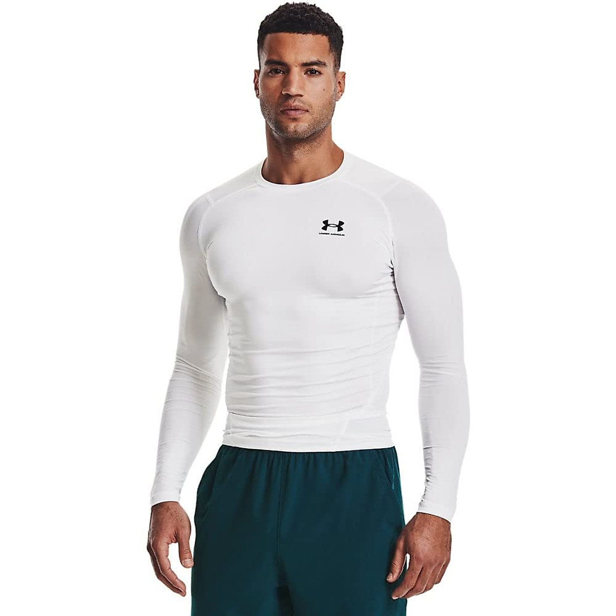 Under Armour Men's Armour HeatGear Compression Long-Sleeve T-Shirt , White (100)/Black, XX-Large
